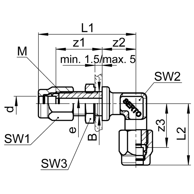 SERTO | Panel mount elbow union