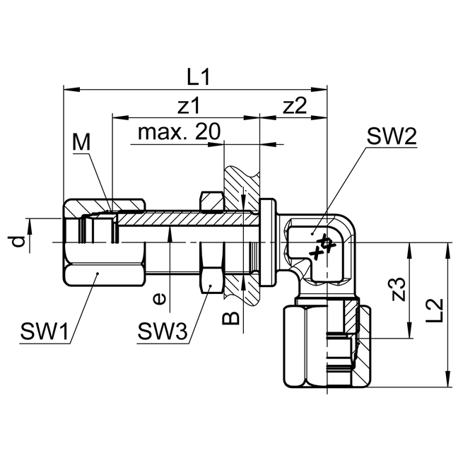SERTO | Panel mount elbow union